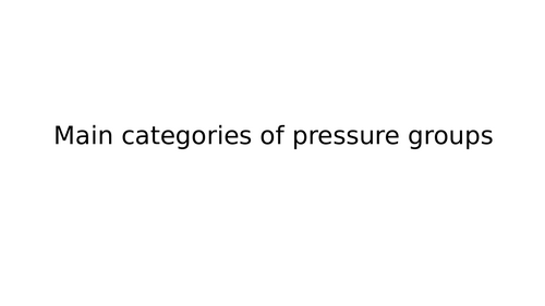 Main categories of pressure groups | Teaching Resources