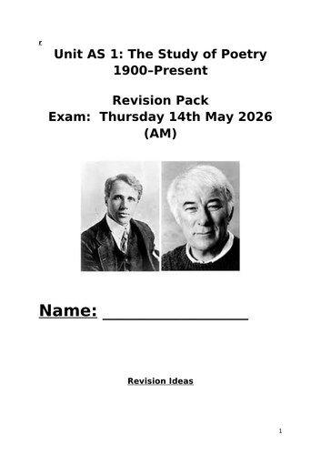 CCEA Robert Frost and Seamus Heaney Revision Booklet | Teaching Resources