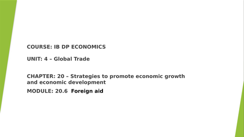 IBDP Economics 20.6 Foreign aid | Teaching Resources