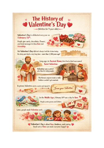 Valentine’s Day: A Historical Overview (Poster & Reading Comprehension ...