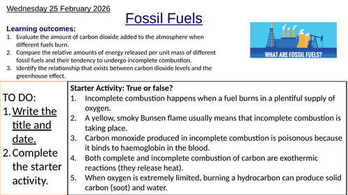R1.3 Fossil Fuels (IBDP Chemistry) | Teaching Resources