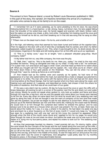 AQA GCSE English Language Paper 1 Practice Paper - Treasure Island ...