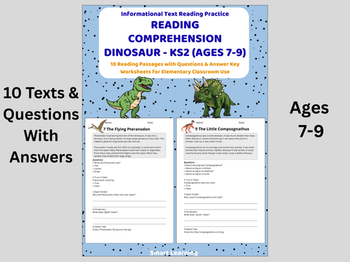Reading Comprehension Dinosaur Worksheets (Ages 7–9) | 10 Texts ...
