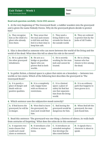 The Graveyard Book | Year 6 English Unit | 15 Complete Lessons ...