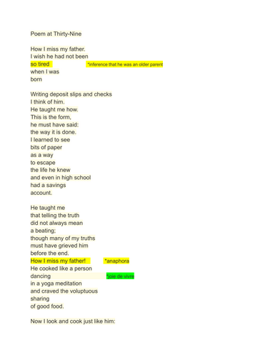 Poem at Thirty Nine: GCSE ENGLISH LITERATURE poetry analysis | Teaching ...