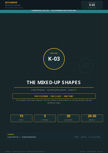 Math Whodunnit Escape Room | Grades K-2 | Mixed-Up Shapes | 5-Station ...