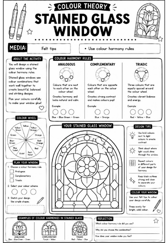Colour Theory Worksheet – Stained Glass Window | Colour Harmony Art ...