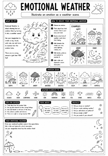 Creative Art Cover Worksheet – Emotional Weather | KS3 Art Cover Lesson ...