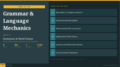 Year 2 Sentences Unit | Expand, Rearrange & Word Choice | AC v9.0 ...