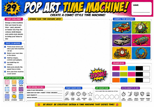 Pop Art Time Machine Worksheet | KS2 KS3 Art Cover Lesson | Creative ...