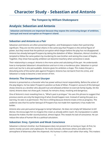 The Tempest - William Shakespeare – Sebastian and Antonio | Teaching ...