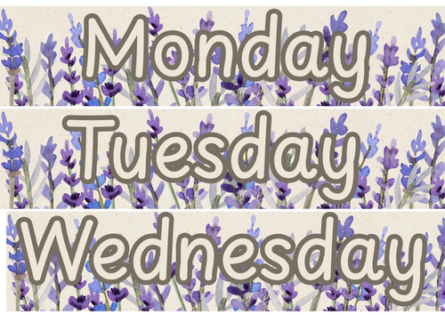 Lavender Class Decor :Days of the Week | Teaching Resources