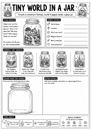 Creative Art Cover Worksheet – Tiny World in a Jar | KS3 Art Cover ...
