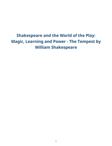 The Tempest - William Shakespeare – Magic, Learning and Power ...