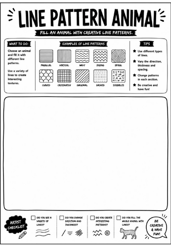 Elements of Art: Line Pattern Animal Worksheet | KS3 Art Cover Lesson ...