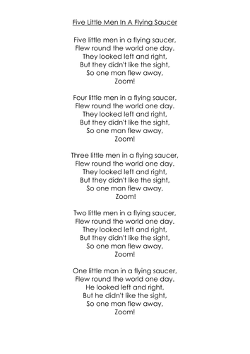 Five Little Men in a Flying Saucer | Teaching Resources