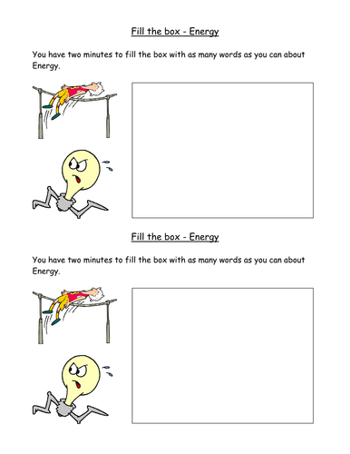 Energy: Fill the box (Mindmap) | Teaching Resources