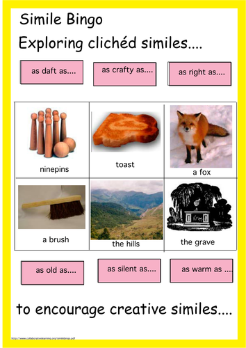 Simile Bingo | Teaching Resources