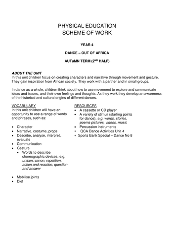 African dance lessons 1-4 | Teaching Resources