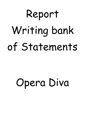 Levelled Report Writing Statement Bank | Teaching Resources