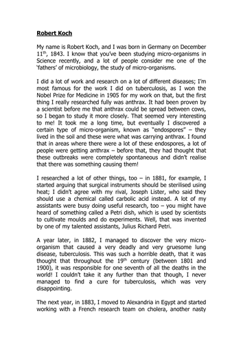 Robert Koch CV | Teaching Resources