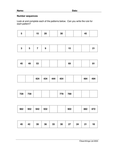 Exploring number sequences | Teaching Resources