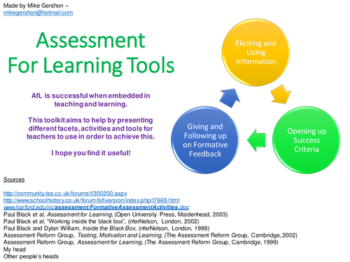 Assessment for Learning Toolkit by - UK Teaching Resources - TES Assessment for Learning Toolkit by - UK Teaching Resources - TES
