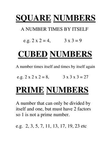 explanations on a display for square, cube and prime numbers by ... explanations on a display for square, cube and prime numbers by ...