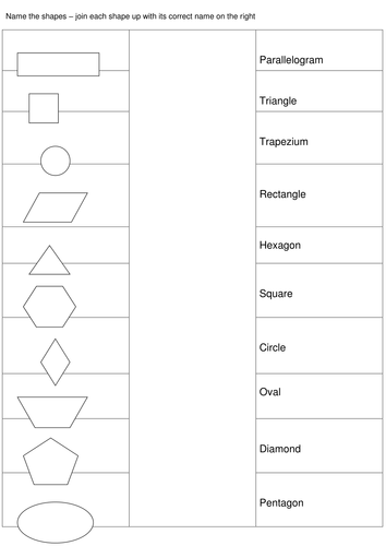 match up the shapes to the correct name | Teaching Resources