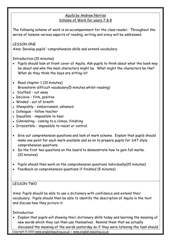 Aquila by Andrew Norriss | Teaching Resources