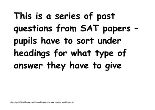 Exam Question Types | Teaching Resources
