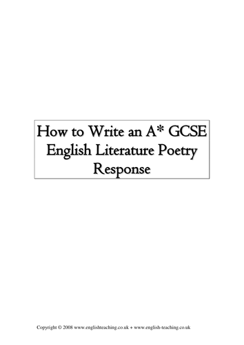 How to write an A* GCSE poetry response | Teaching Resources