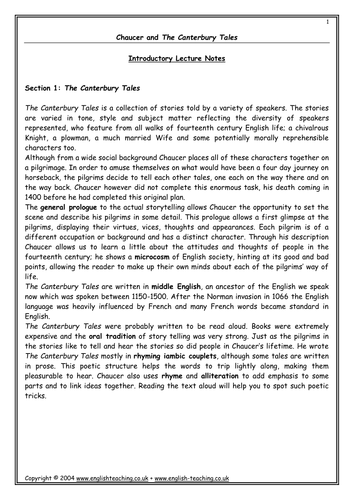 Geoffrey Chaucer's The Canterbury Tales | Teaching Resources