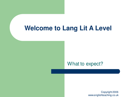 A Level Language and Literature: Welcome. | Teaching Resources