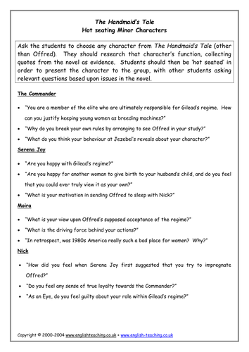 The Handmaid's Tale by Margaret Atwood. | Teaching Resources