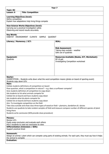 B2 L6 Competition Lesson Plan HT | Teaching Resources