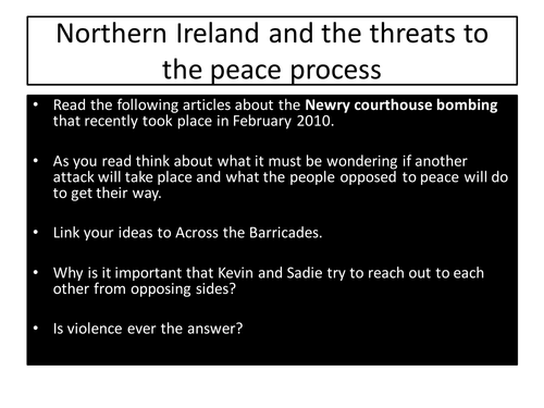 Northern Ireland and the threats to peace HM | Teaching Resources