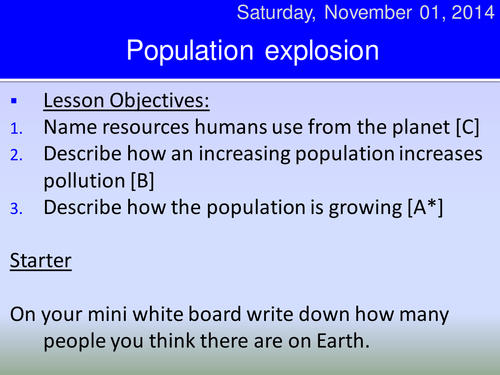 Population explosion HT | Teaching Resources