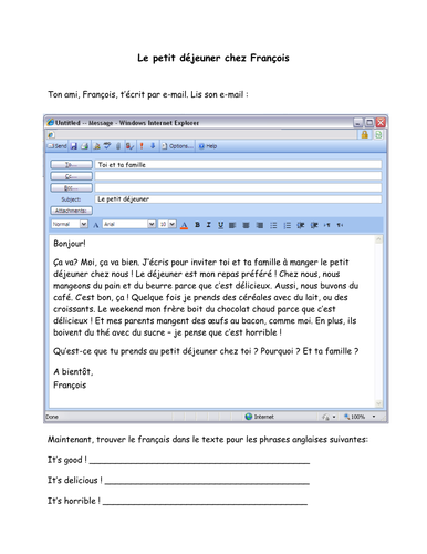 Le petit dejeuner | Teaching Resources