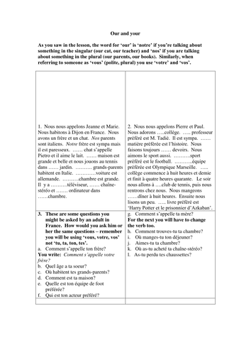 Notre, nos, votre, vos | Teaching Resources