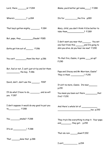 Roll of Thunder, Hear my Cry | Teaching Resources