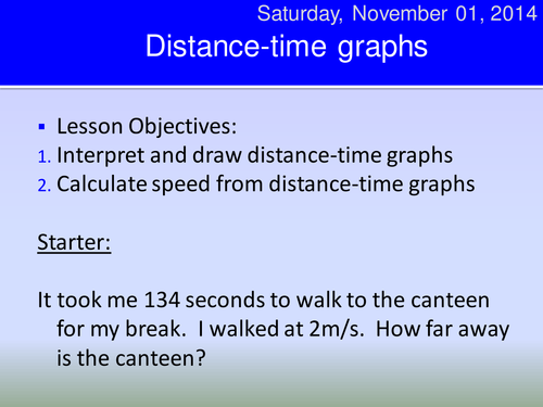 Distance Time Graphs HT | Teaching Resources