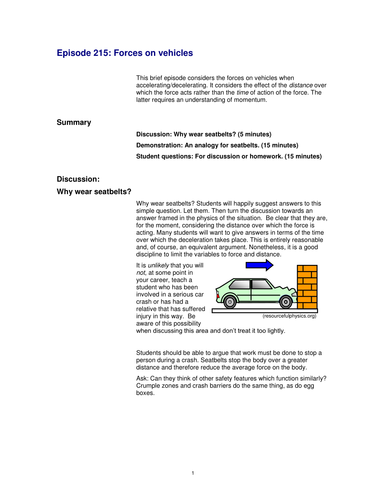 Forces on Vehicles | Teaching Resources