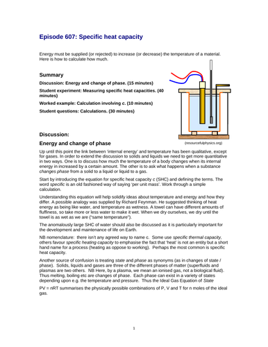 Specific heat capacity | Teaching Resources