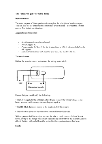 The 'electron gun' or valve diode | Teaching Resources