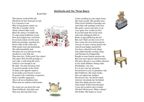 Roald Dahl's 'Goldilocks and the Three Bears' by hsw202 - Teaching ...
