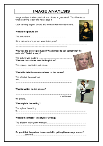 Easy image analysis worksheet | Teaching Resources
