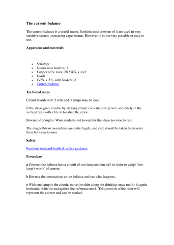 The current balance | Teaching Resources