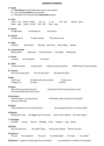 Spanish Verbs - Reading test revision | Teaching Resources