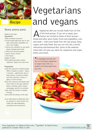 Vegetarian information and activities | Teaching Resources